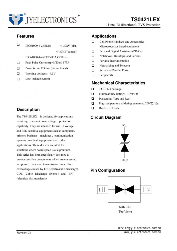 TS0421LEX datasheet page 1