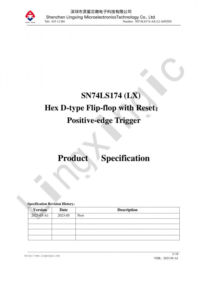 SN74LS174N(LX) datasheet page 1