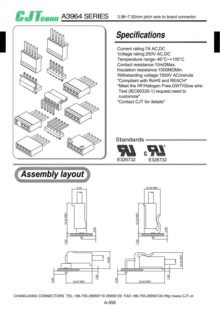 CJT A3964 connector datasheet page 1