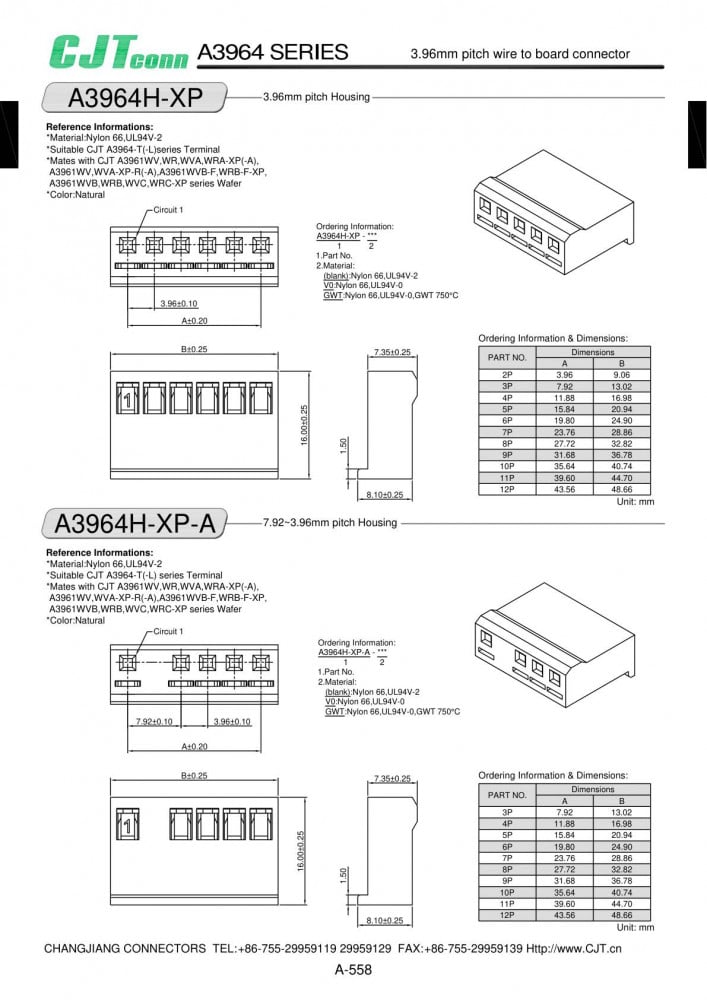 CJT A3964 connector datasheet page 3