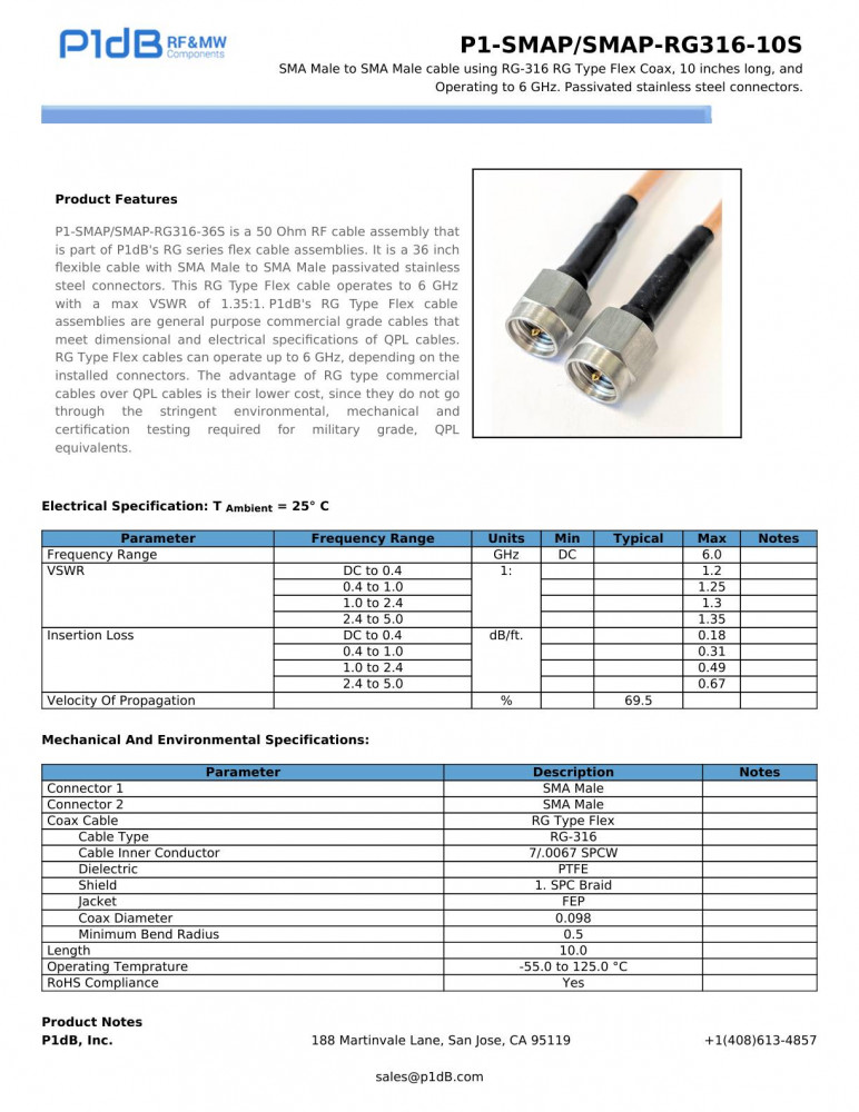 P1-SMAP/SMAP-RG316-10S technical document page 1