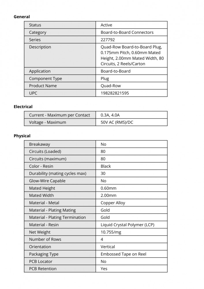 Technical document page 2 for MOLEX 2277920803