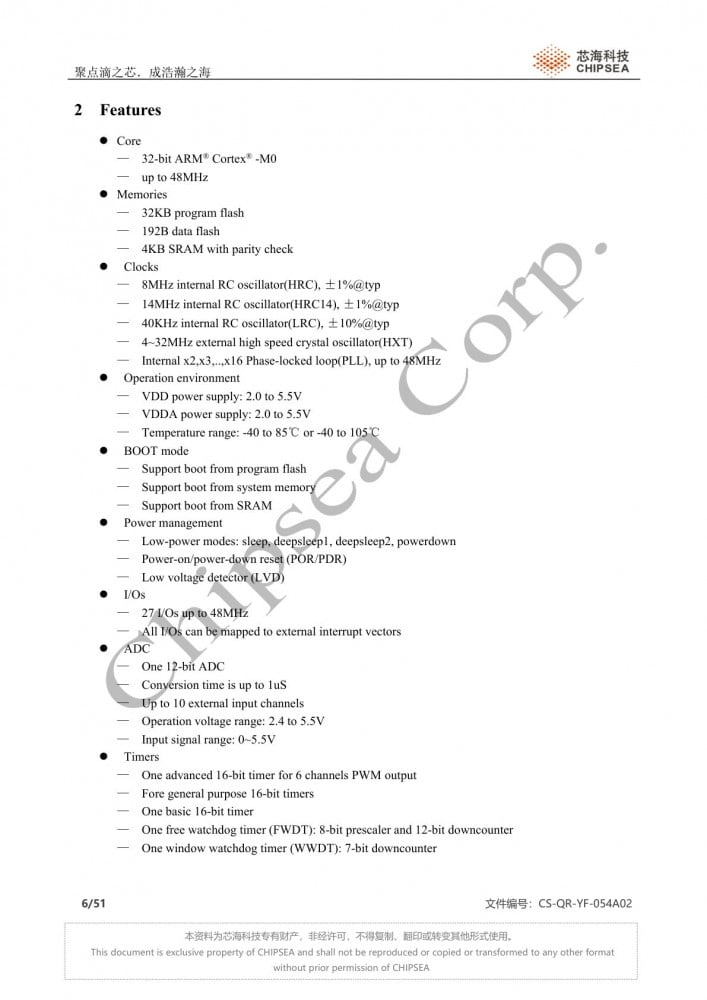 CS32F035/F036 datasheet page 6