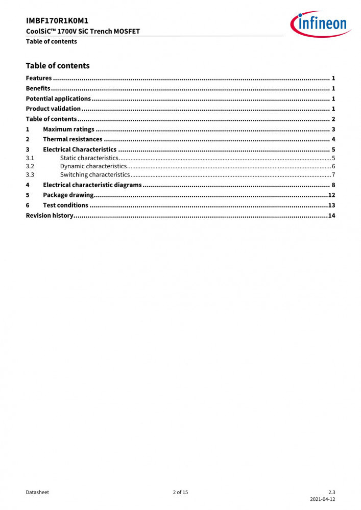IMBF170R1K0M1 datasheet page 2