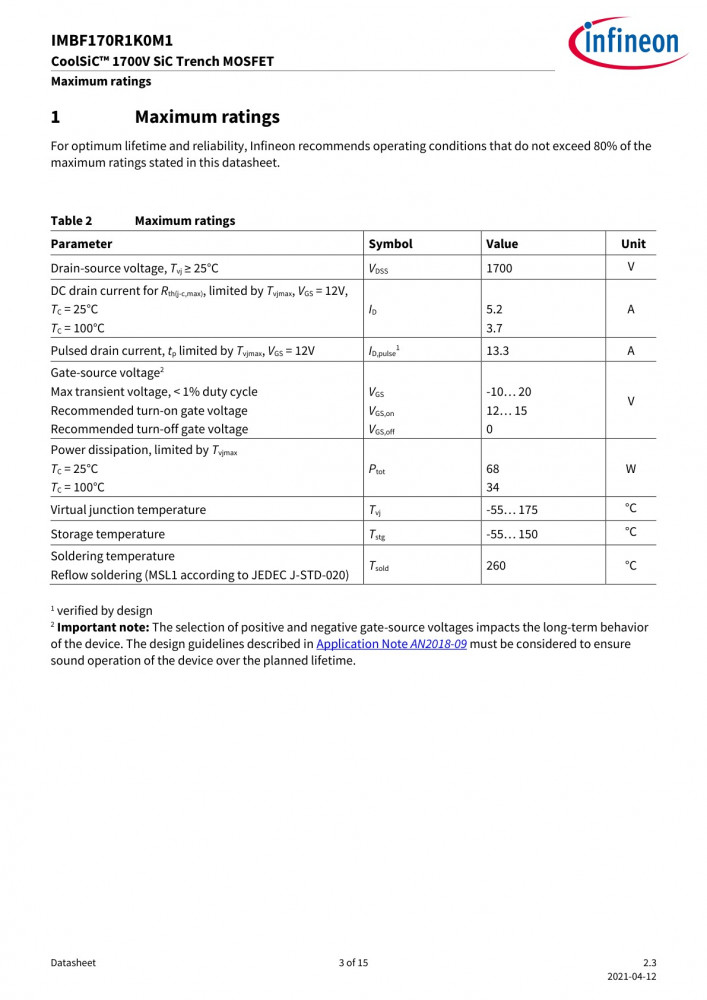 IMBF170R1K0M1 datasheet page 3