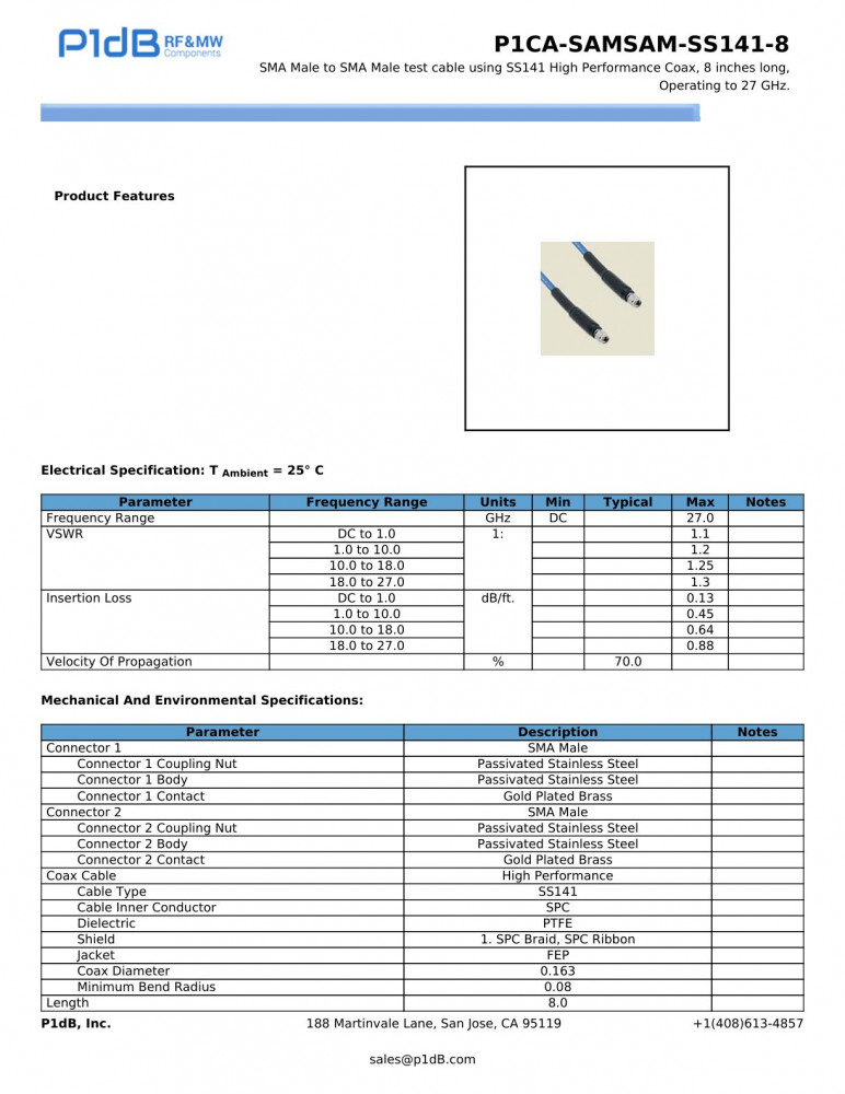 P1CA-SAMSAM-SS141-8 technical document page 1