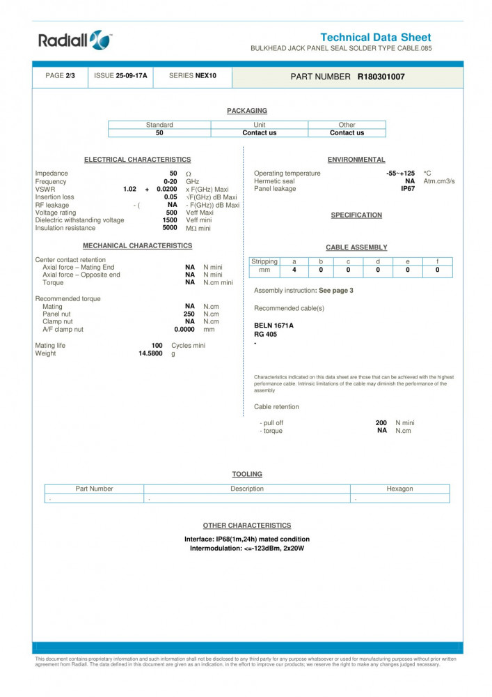 Radiall R180301007 NEX10 datasheet page 2