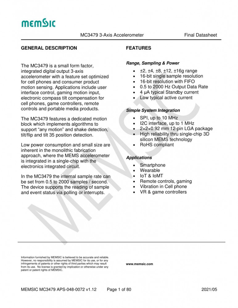 MC3479 datasheet page 1