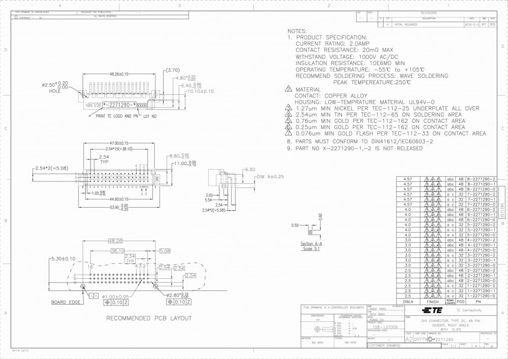 TE Connectivity 4-2271290-0 controlled drawing preview