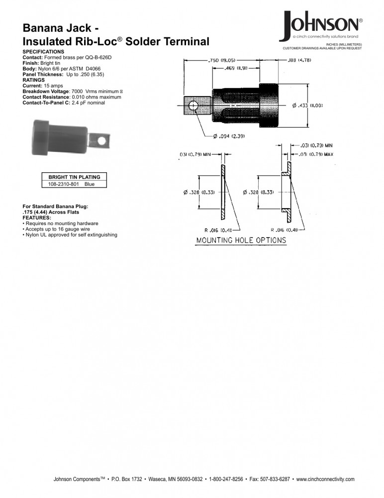 Bel Fuse 108-2310-801 technical document page