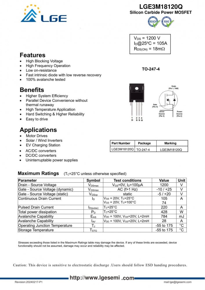 LGE3M18120Q datasheet page 1