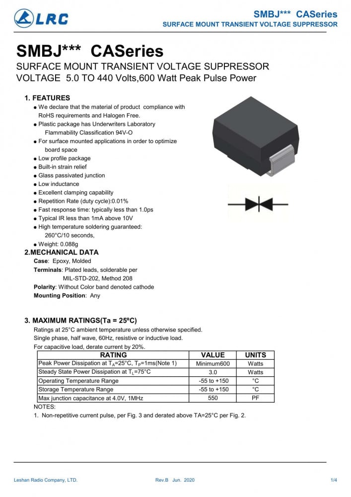 LRC SMBJ series datasheet page 1