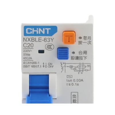 CHINT NXBLE-63 2P C20 30mA 6kA Miniature Residual Current Circuit Breaker
