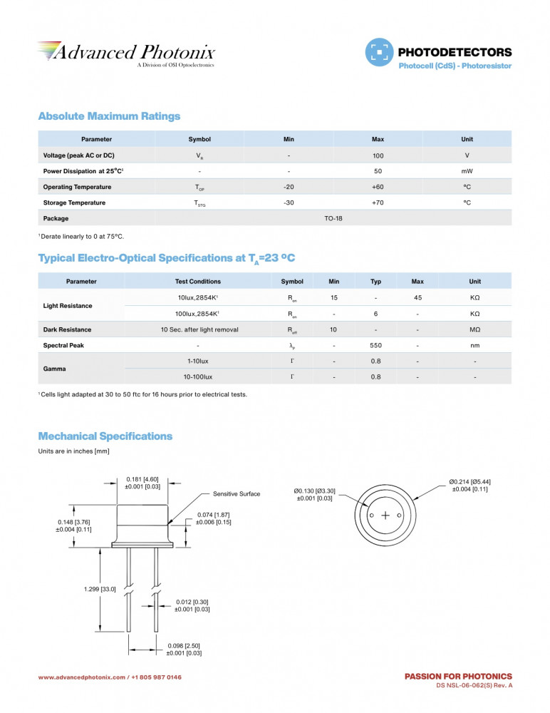 NSL-06-062(S) datasheet page 2