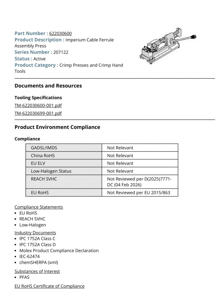 Molex tooling document preview, page 1