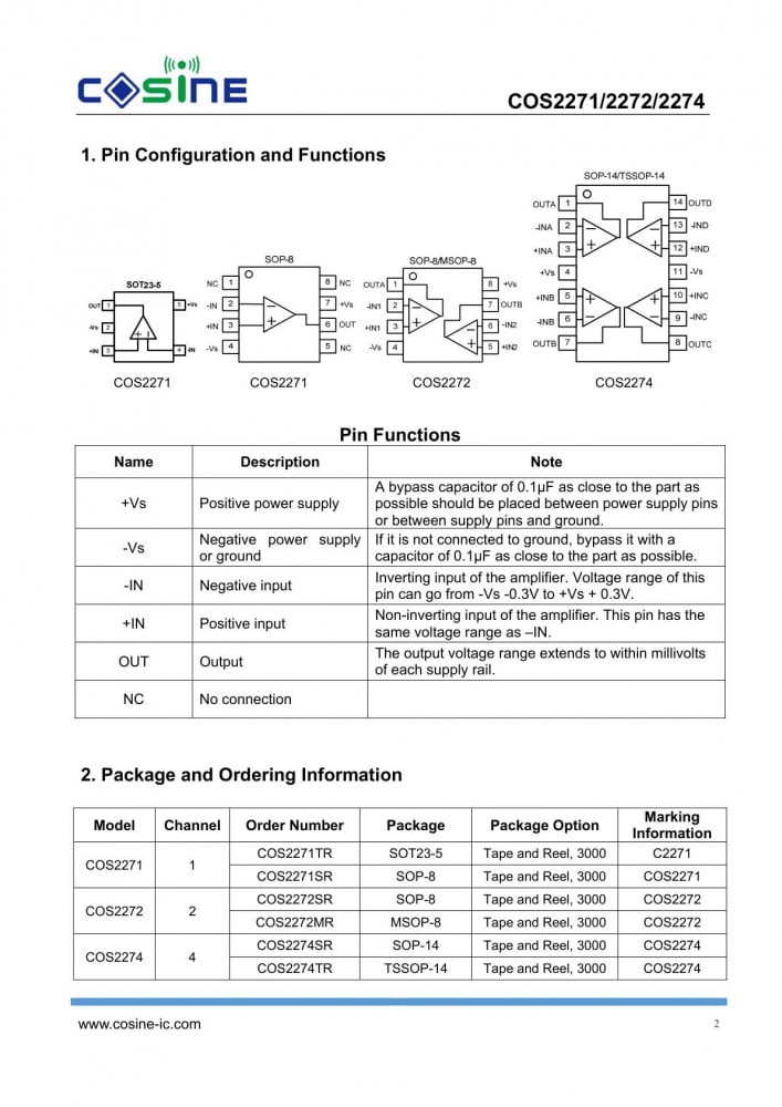 COS2272SR datasheet page 2