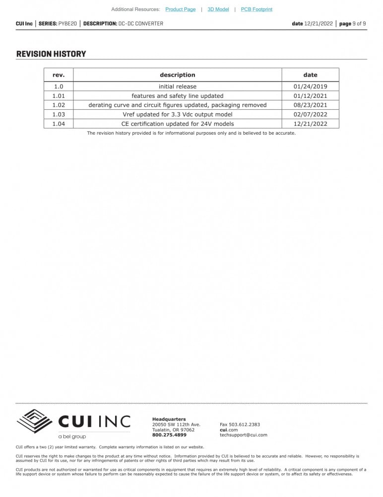 CUI PYBE20 datasheet page 9