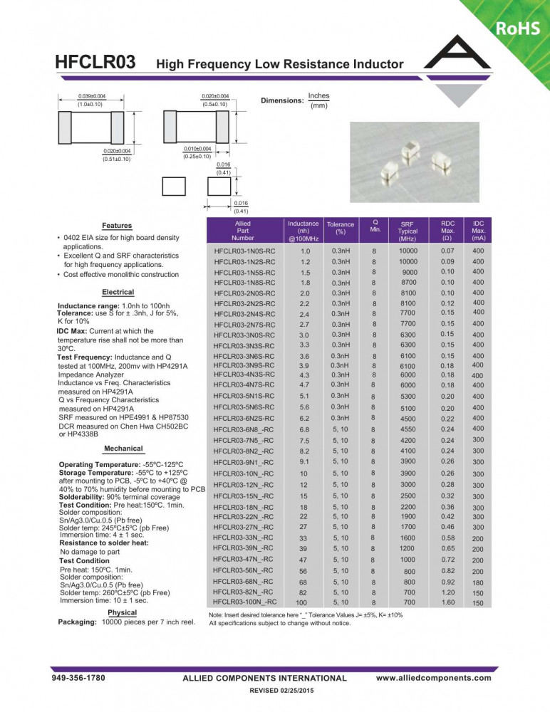 HFCLR03 series product documentation image