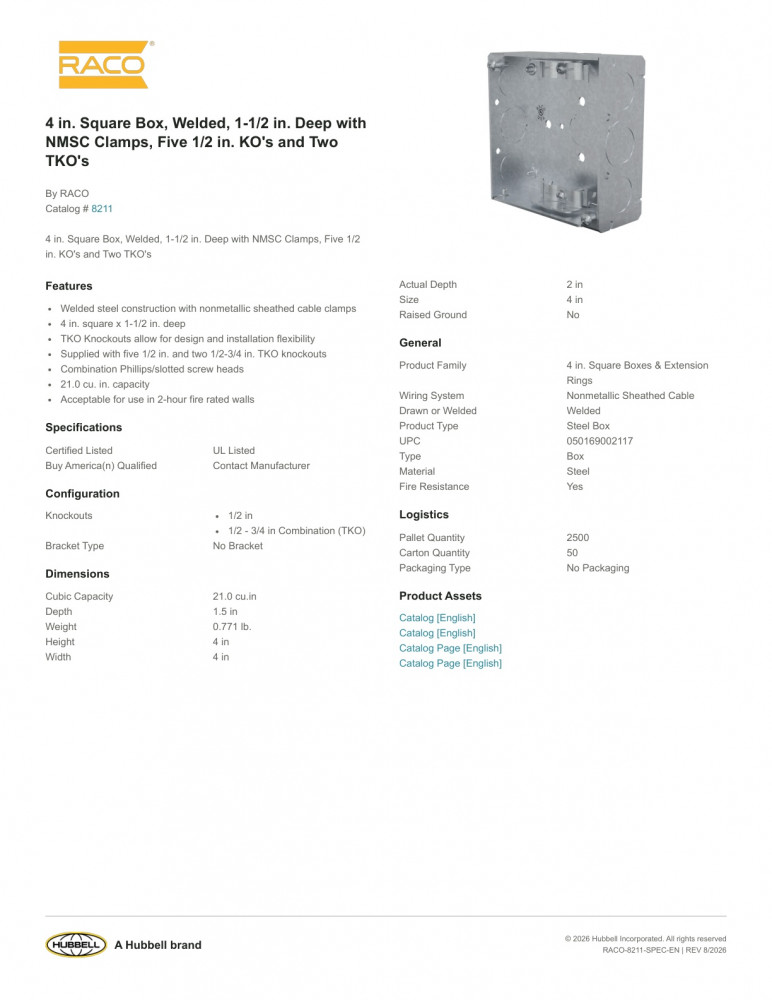 8211 product catalog document image