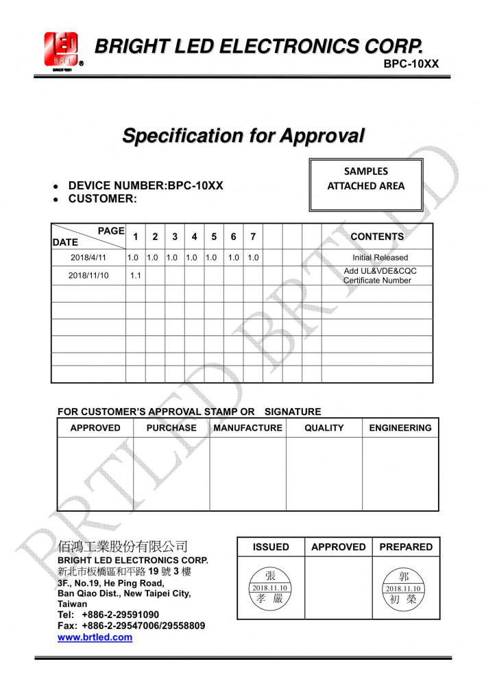 BPC-1009 datasheet page 1