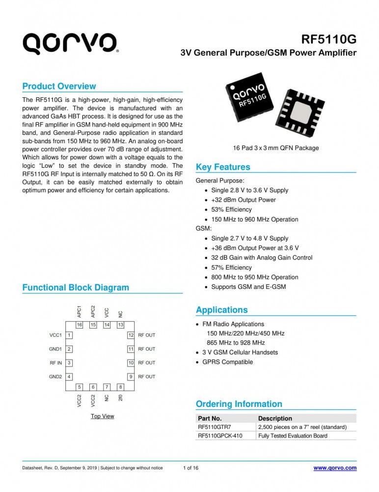 RF5110GTR7 datasheet page 1