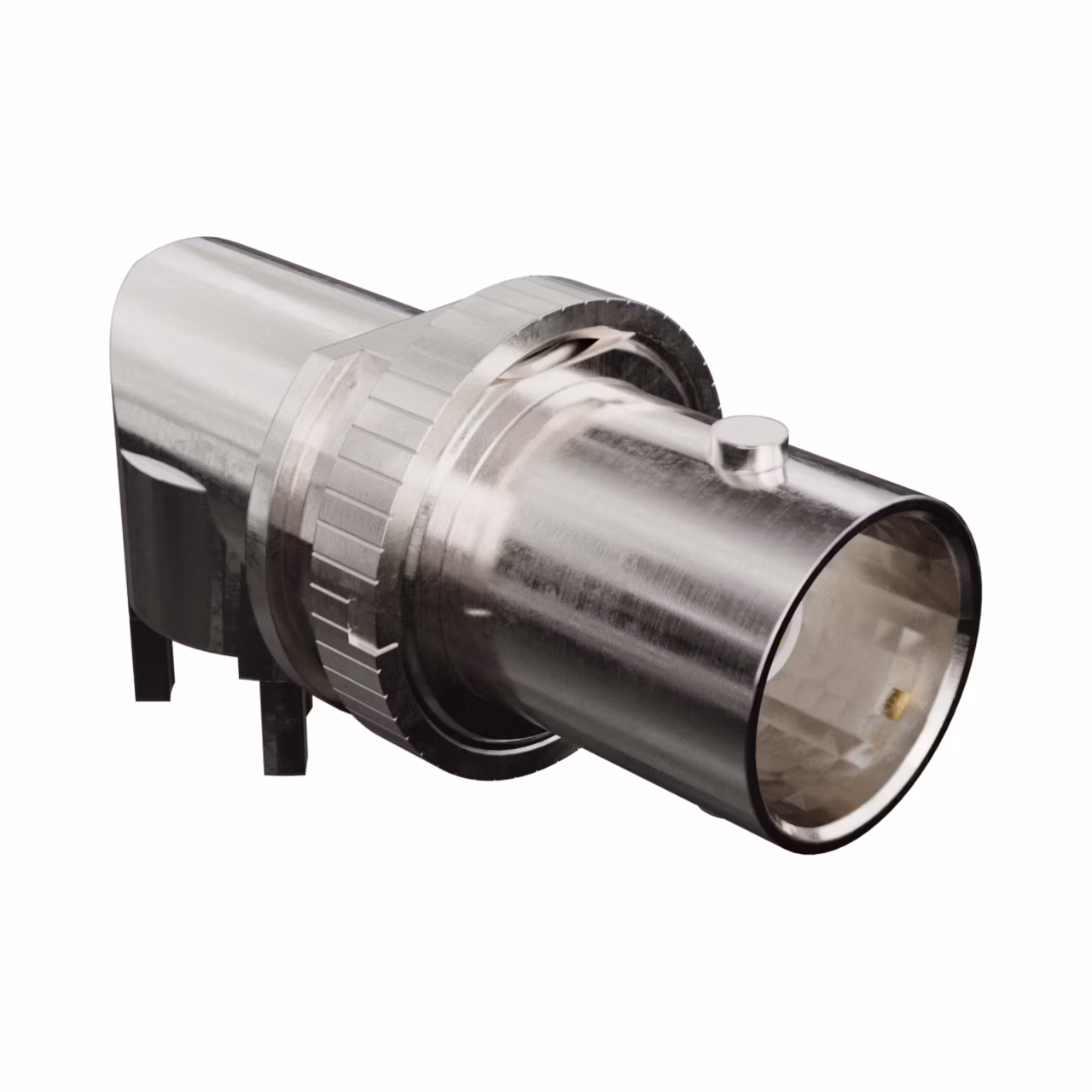 BNC Jack, Right-Angle, Bulkhead Receptacle, PCB, Die Cast Body, Tin (Sn) Plated, with Jam Nut, 75 Ohms for sale