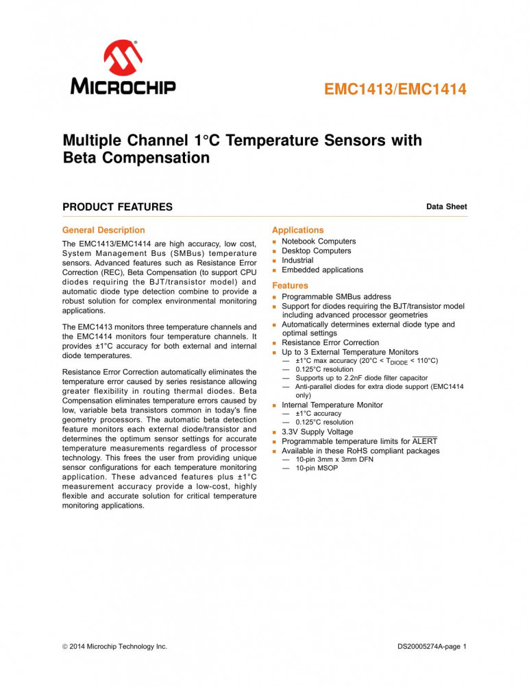 EMC1414 datasheet page 1