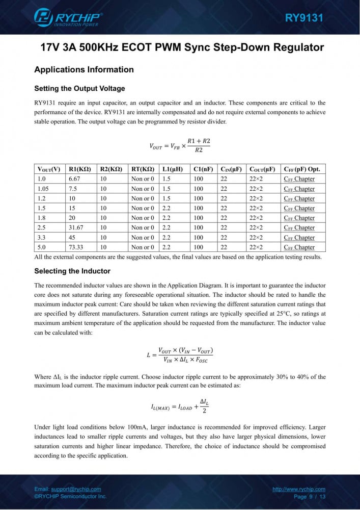 RY9131 datasheet page 9