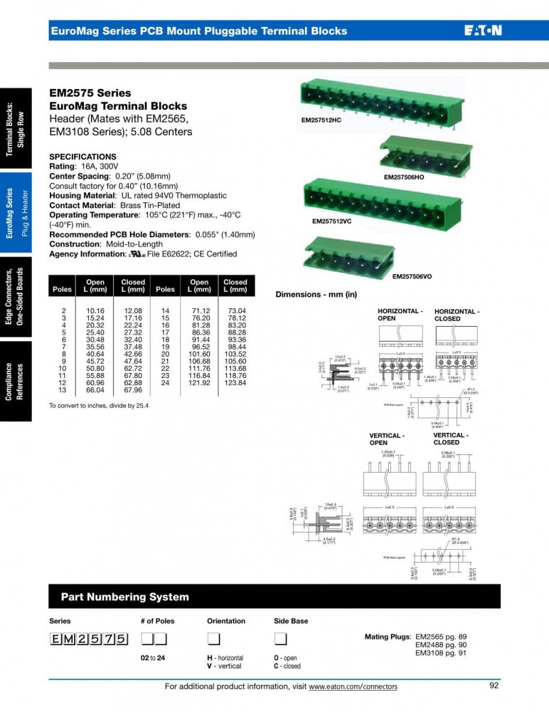 EATON EM2575 Series technical document page