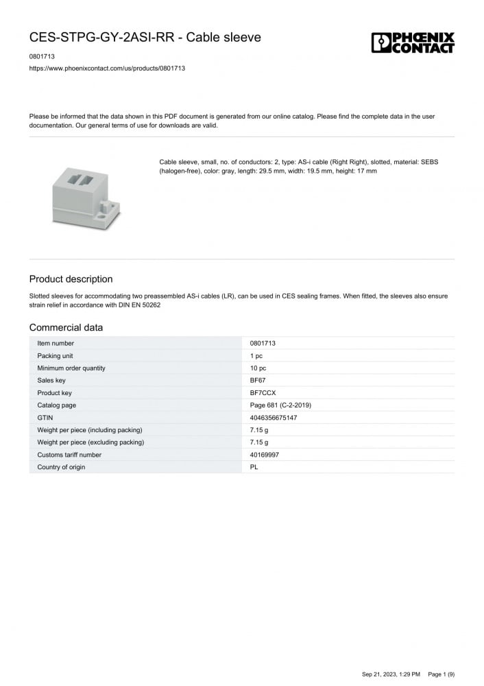 0801713 product document page 1