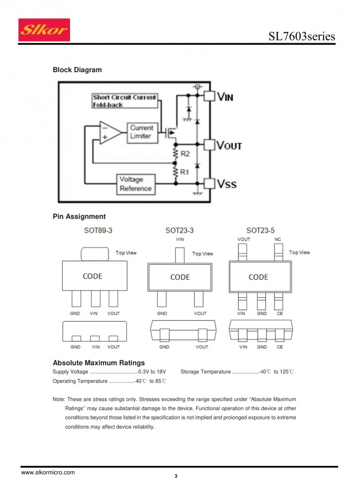 SL7603 datasheet page 3