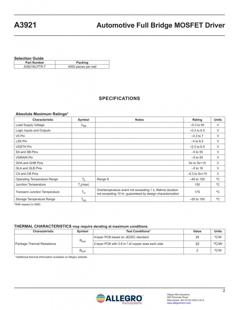A3921 datasheet page 2