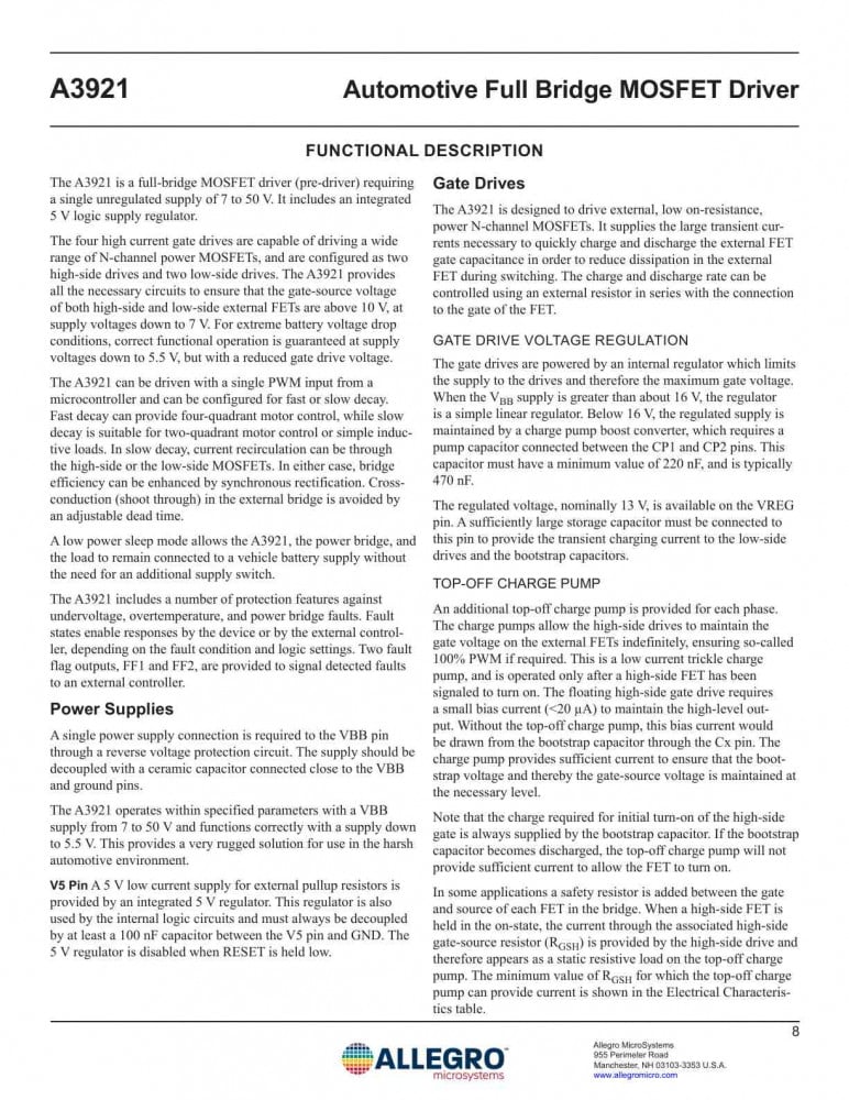 A3921 datasheet page 8