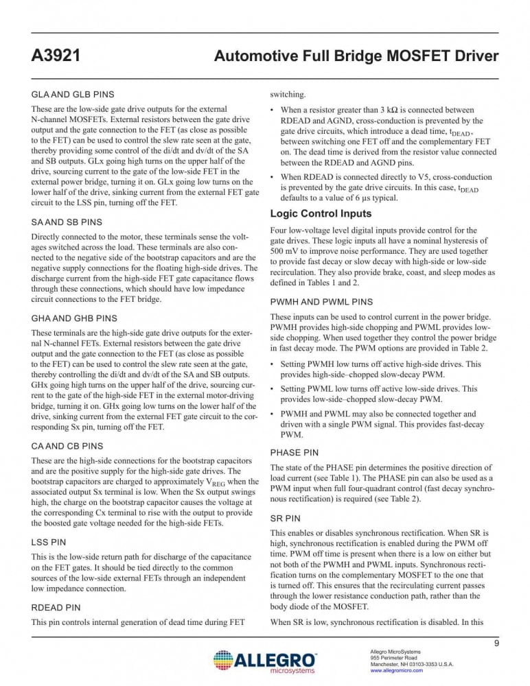 A3921 datasheet page 9