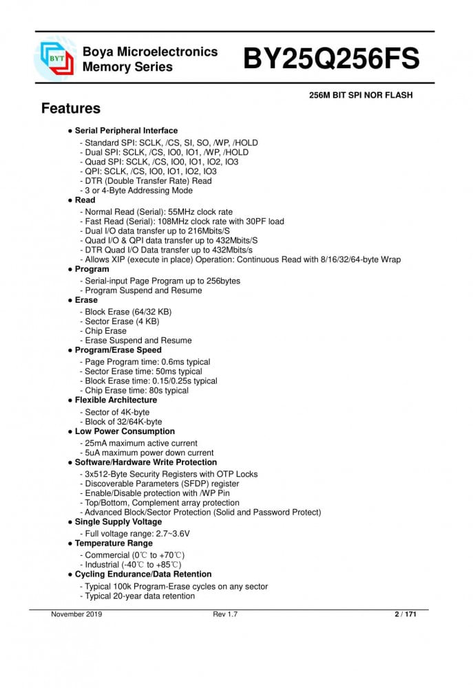 BY25Q256FSSIG datasheet page 2