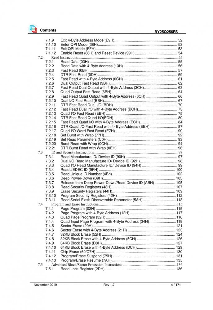 BY25Q256FSSIG datasheet page 4