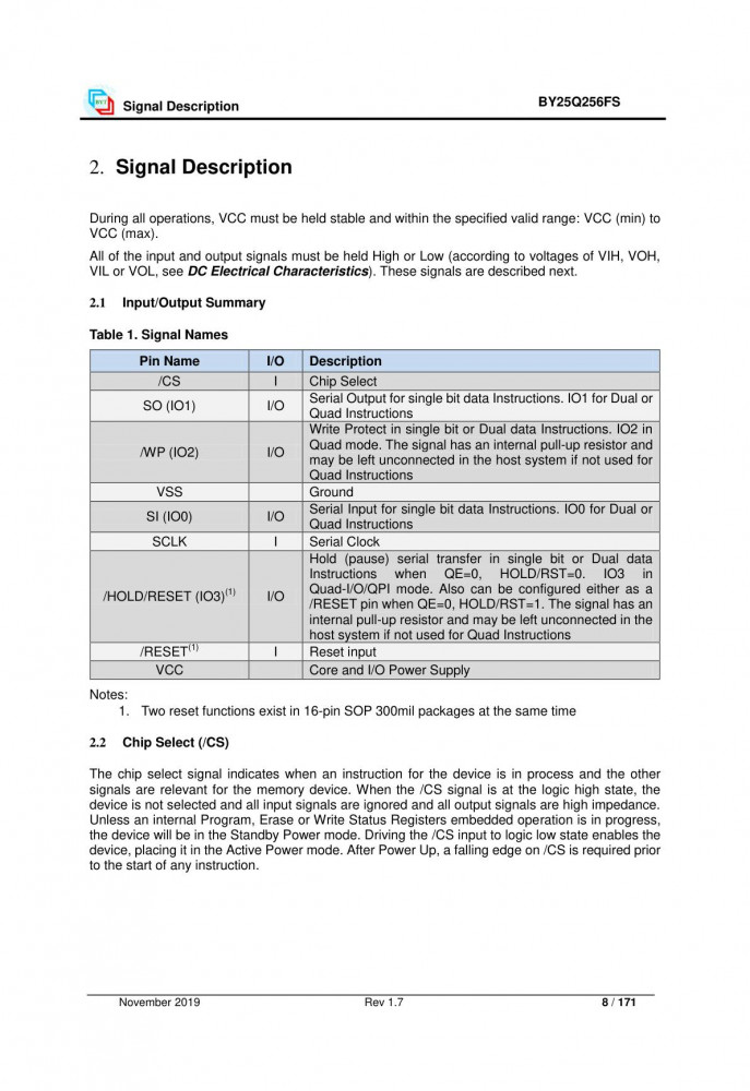 BY25Q256FSSIG datasheet page 8