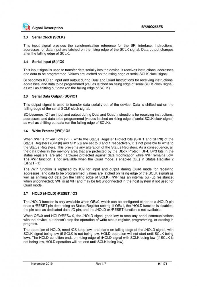 BY25Q256FSSIG datasheet page 9