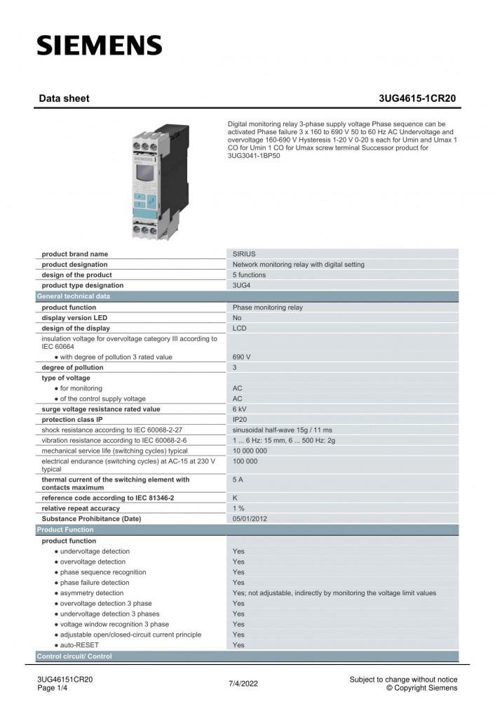 3UG4615-1CR20 product document page 1