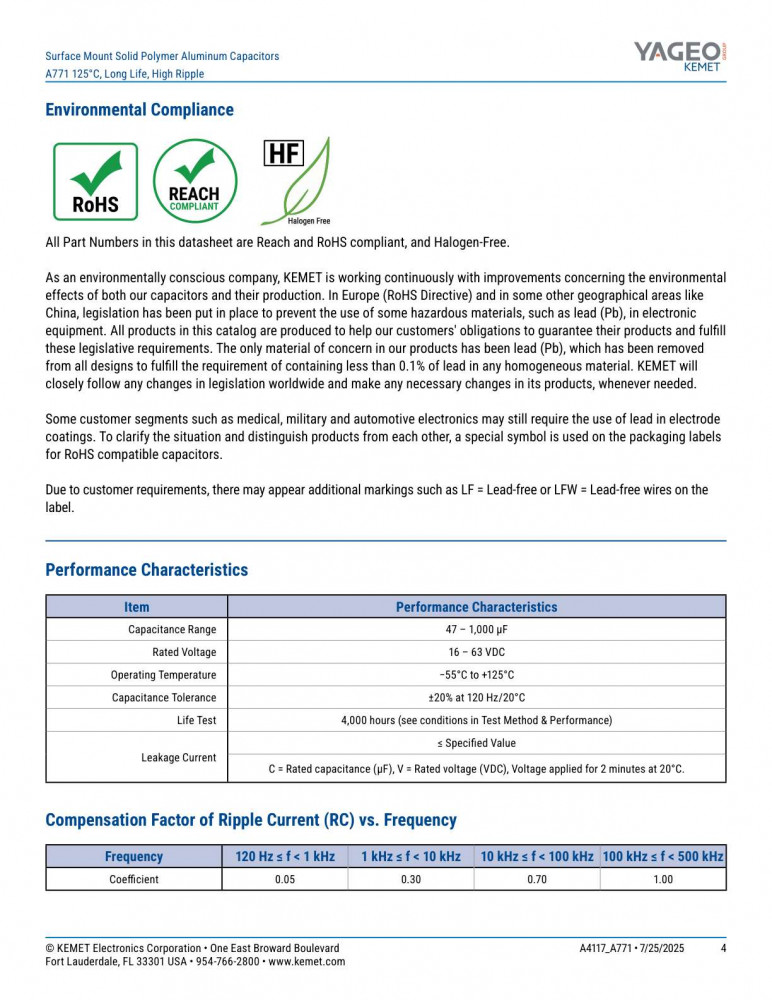 KEMET A771 datasheet page 4