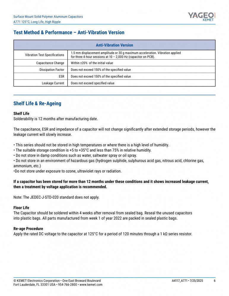 KEMET A771 datasheet page 6