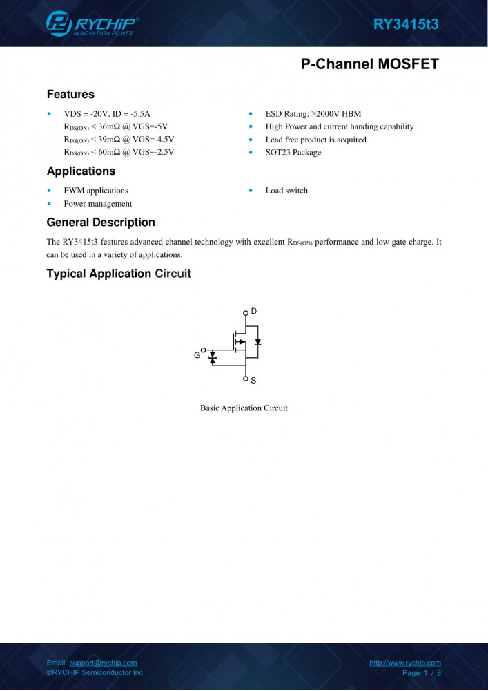 RY3415t3 datasheet page 1
