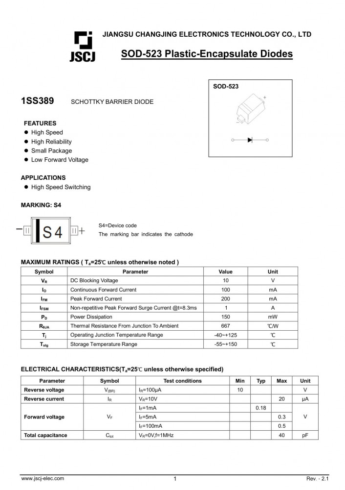 1SS389 datasheet page 1