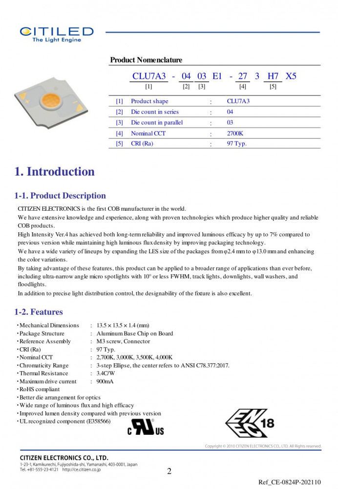 CITILED COB datasheet page 2