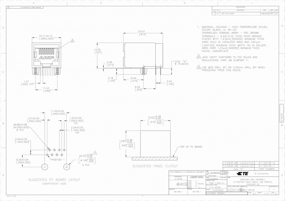 TE Connectivity 6116518-1 technical drawing preview
