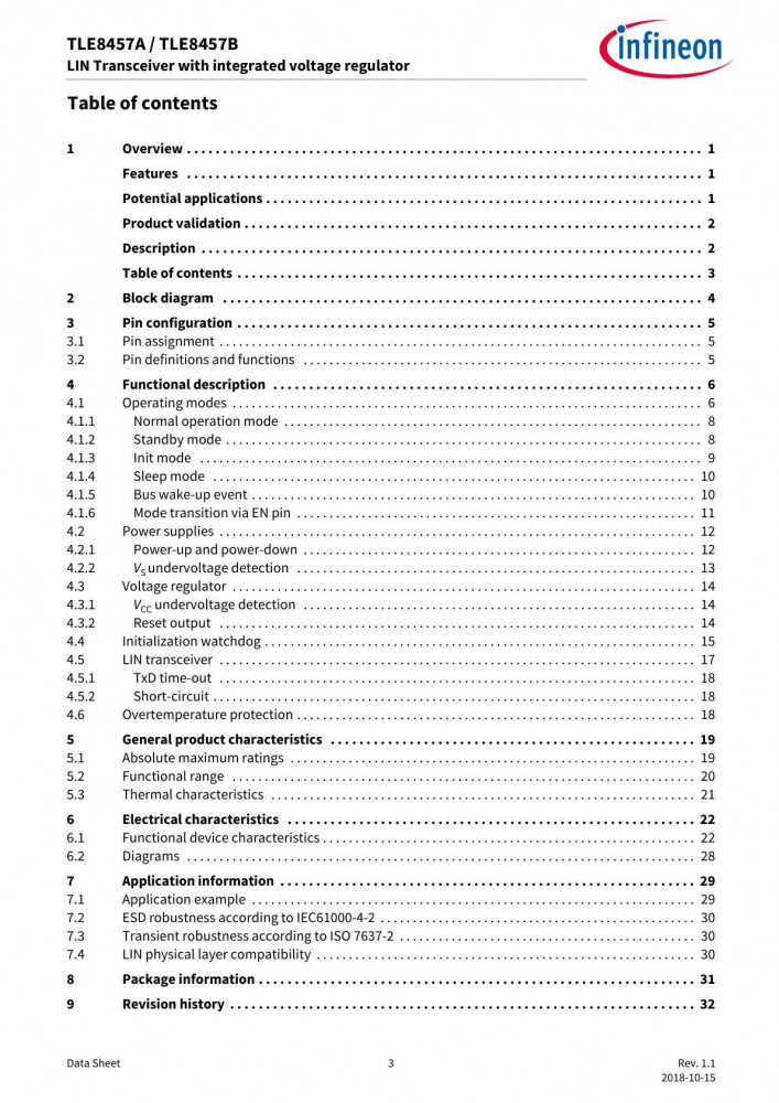TLE8457ALEXUMA1 datasheet page 3