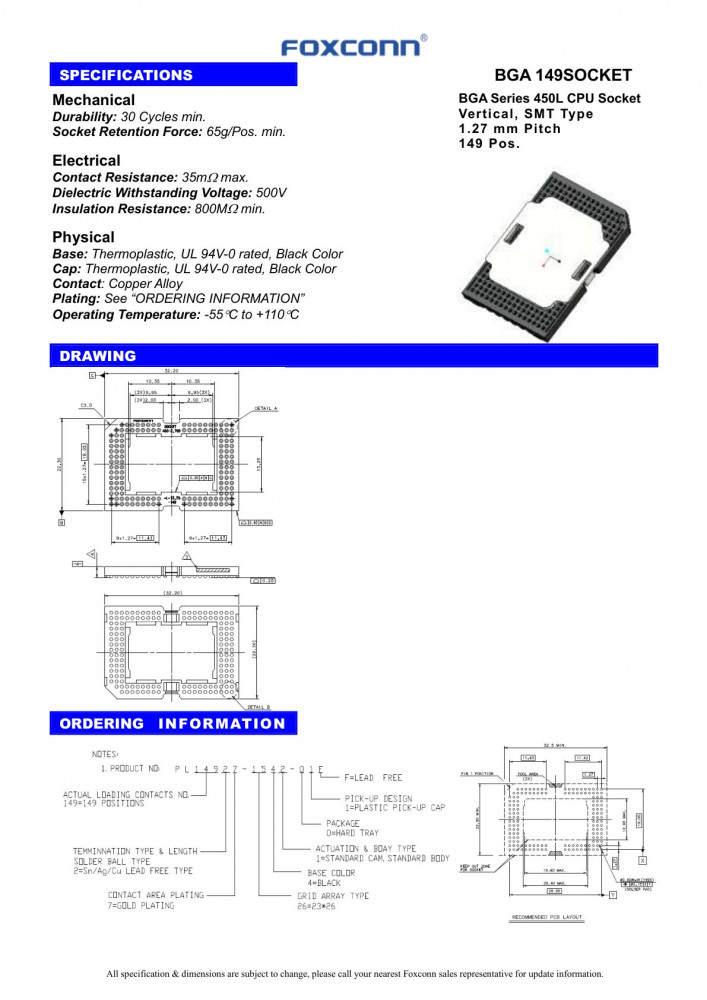 FOXCONN PL14927-1542-01F technical document preview