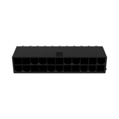Mini-Fit Jr. Header, Dual Row, Right-Angle, with Snap-in Plastic Peg PCB Lock, 22 Circuits, UL 94V-0, Select Gold (Au) Plating, Black, Tray for sale