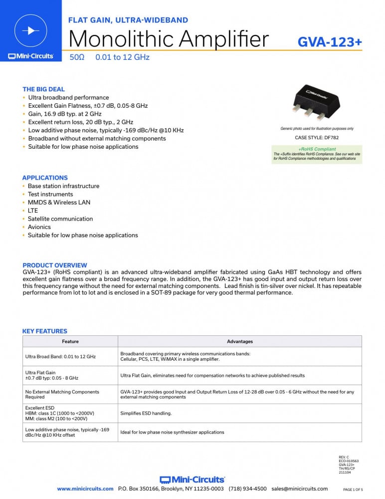 GVA-123+ datasheet page 1