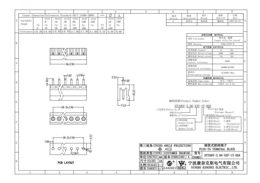 HT396V-3.96-04P-15-00A technical drawing
